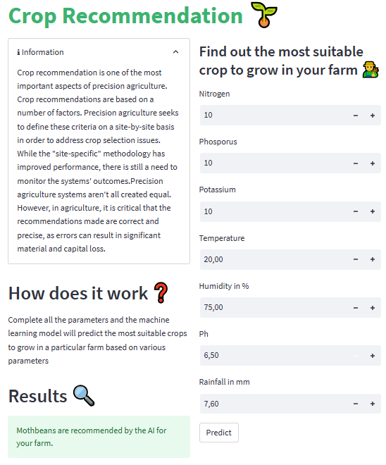 An Implemented Streamlit Crop Prediction App – Our Blogs